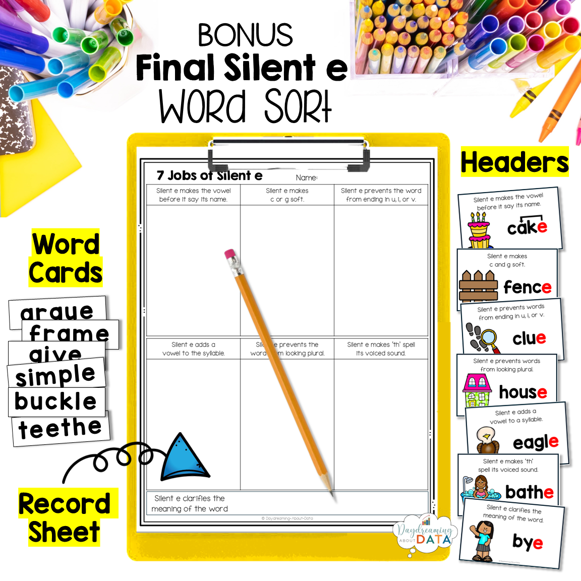 Jobs of Silent E Anchor Charts Spelling Posters - Daydreaming About Data