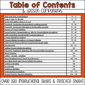 Closed Syllable Exceptions Phonics Lessons and Practice