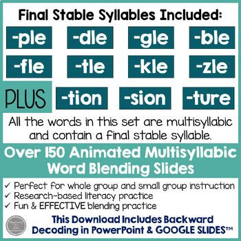 Backward Decoding: Final Stable Syllables & Word Blending
