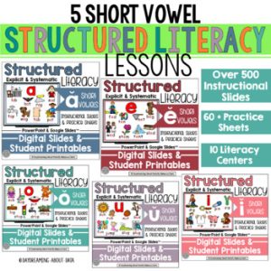 Short Vowel Lessons and Worksheets | Short A E I O U | Structured ...