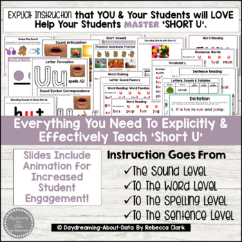 Short Vowels Short U Phonics | Structured Literacy Lessons Science of ...