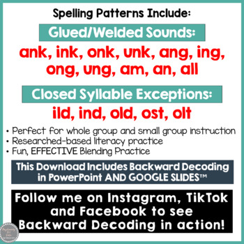 Backward Decoding: Closed Syllable Exceptions & Glued Sounds