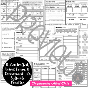 R-Controlled, Vowel Team & Consonant +LE Syllable
