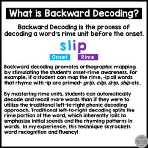 Backward Decoding: Consonant Blends & Digraphs with Short Vowels
