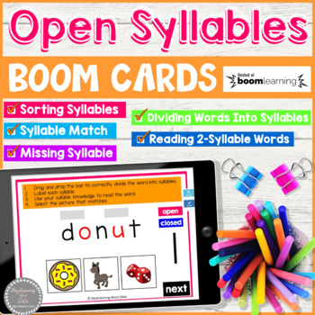 Open Syllables Boom Cards™ Distance Learning - Daydreaming About Data