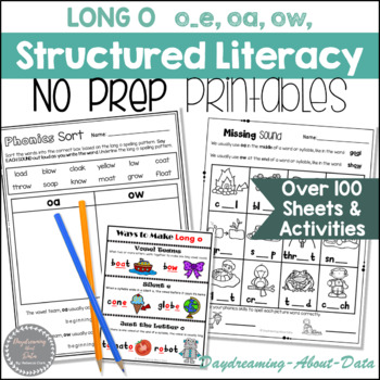 Long O Worksheets | Vowel Teams OA OW | Long O Silent E Activities | No ...