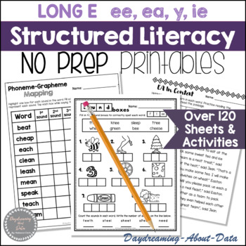 Long E | EE EA Y IE Worksheets | No Prep Phonics Activities ...