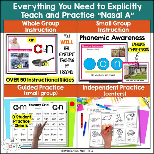 Nasal A AM AN Word Families: Structured Literacy Phonics for K-2