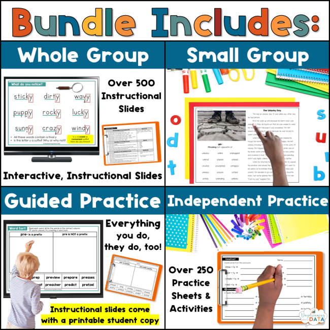 Prefixes and Suffixes Morphology Lessons and Activities Growing Bundle ...