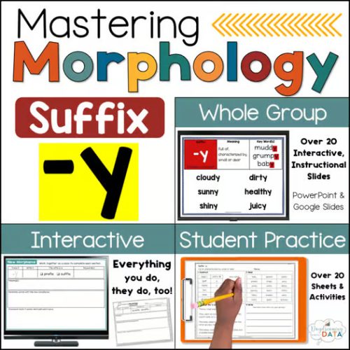 Suffix -Y Morphology Lessons Activities Worksheets - Daydreaming About Data