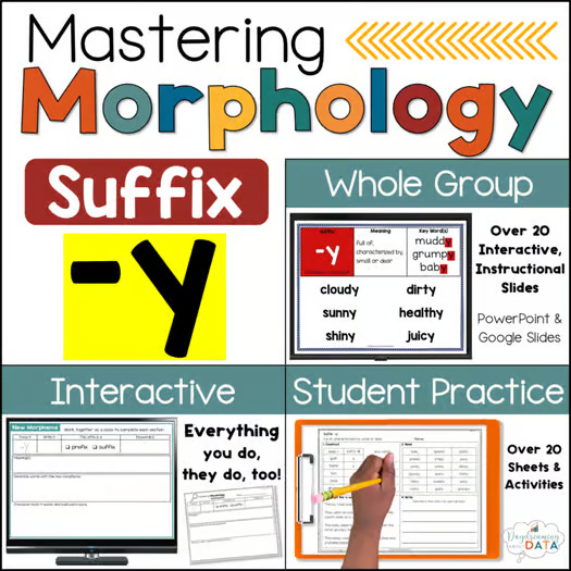 Suffix -Y Morphology Lessons Activities Worksheets - Daydreaming About Data