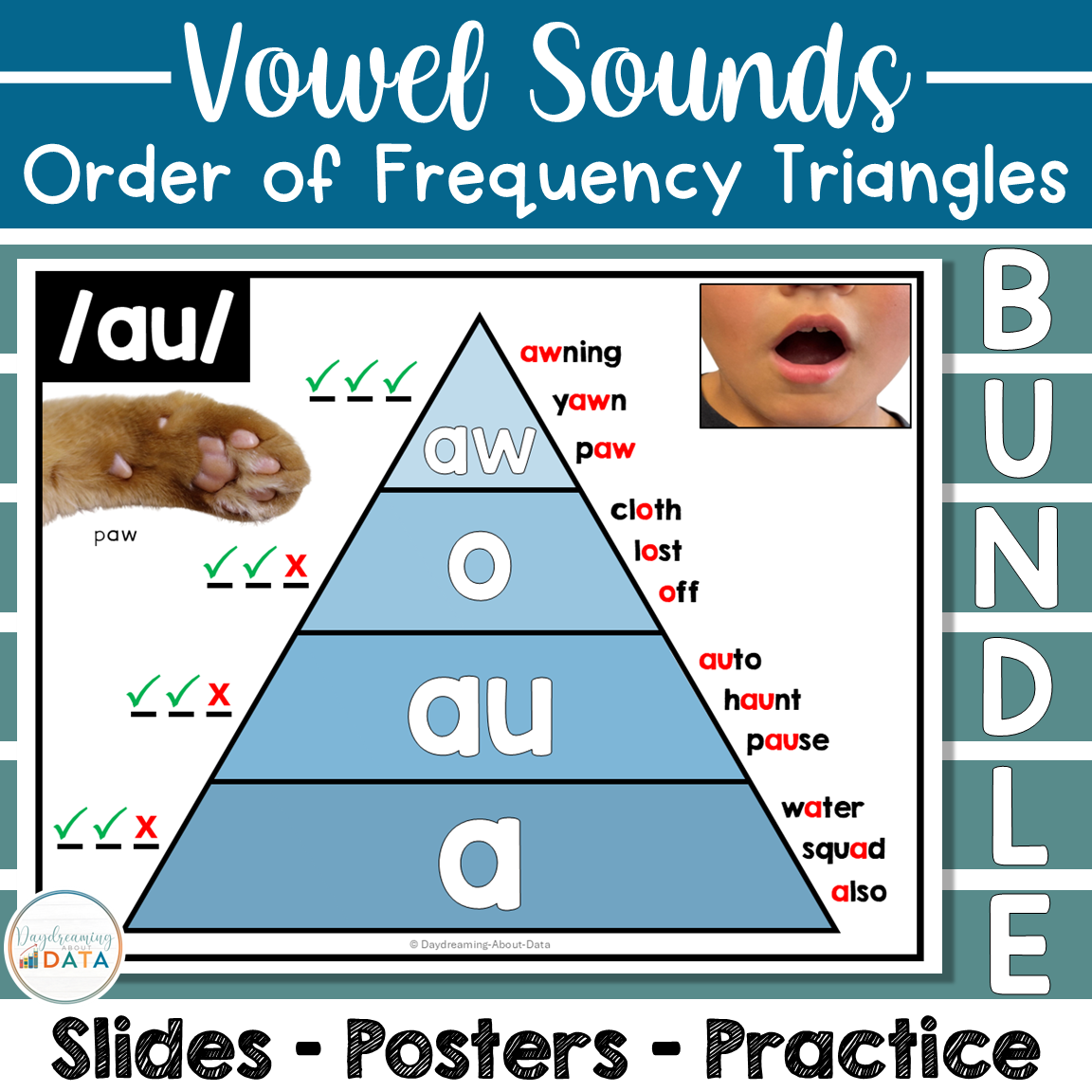 Order of Frequency Vowel Sound Posters Bundle - Daydreaming About Data