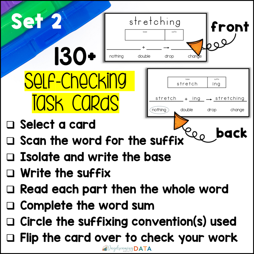 Morphology Self-Checking Task Cards with Vowel Suffixes Bundle ...