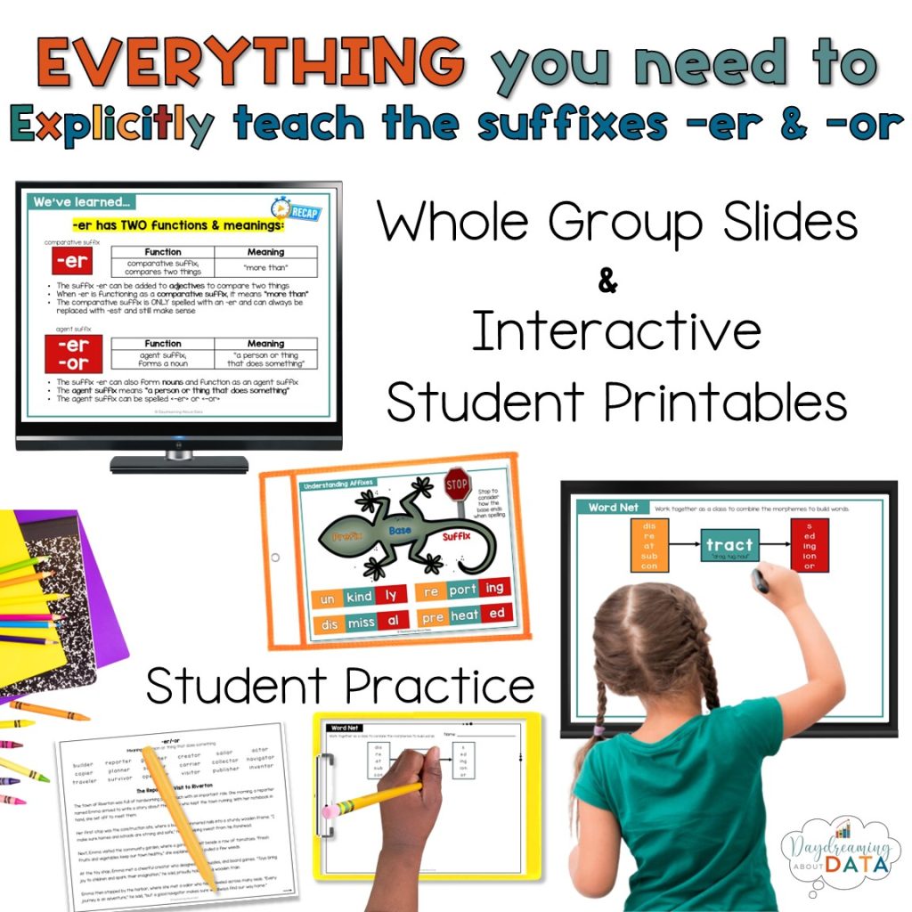 Suffixes -er -or Morphology Lessons Activities Worksheets - Daydreaming ...