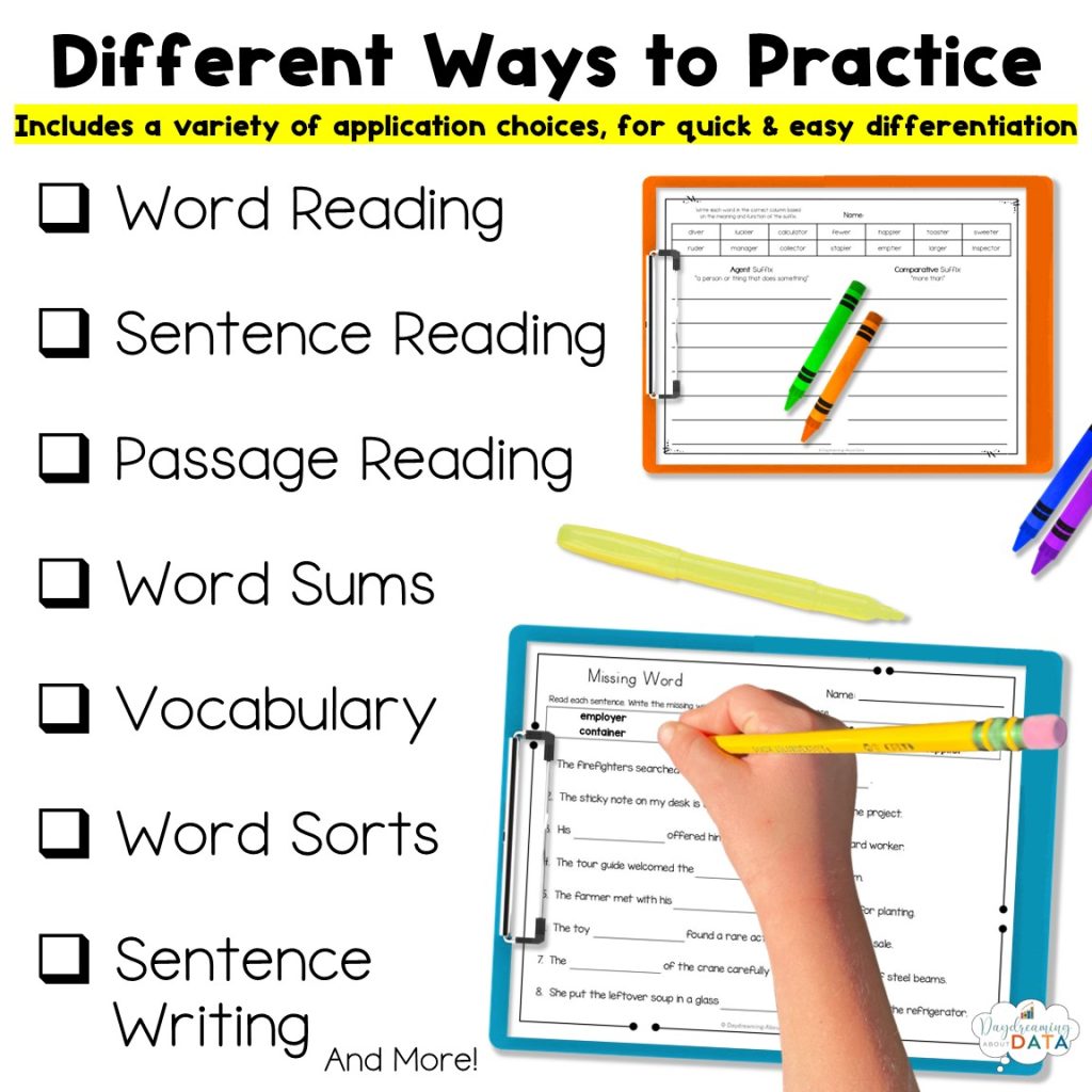 Suffixes -er -or Morphology Lessons Activities Worksheets - Daydreaming ...